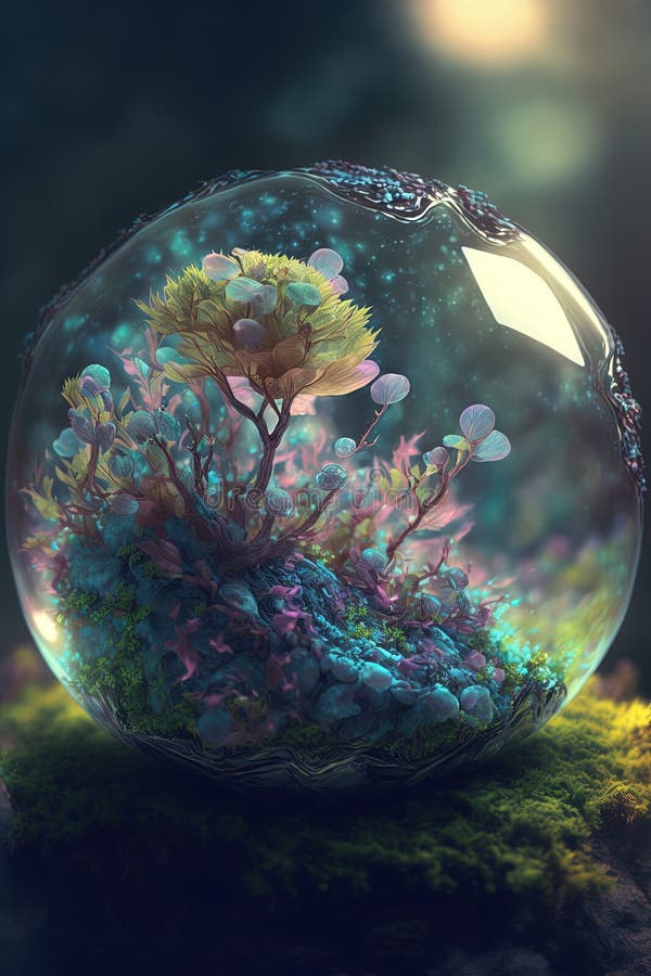 Enchanted Oasis: AI-Generated Surreal Forest with Floral and Crystal ...