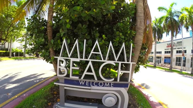 Welcome to Miami Beach 4k stock video. Video of tree - 49675657