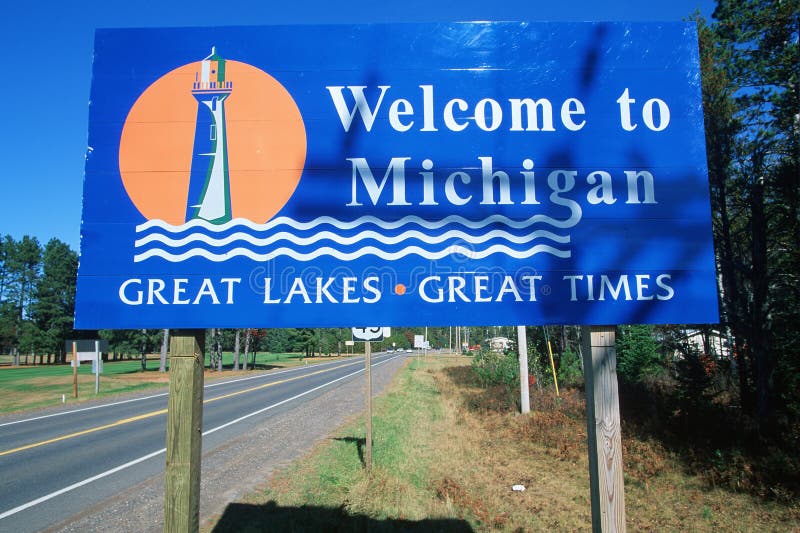 Welcome to Michigan Sign stock photo. Image of text, eastern - 23166182