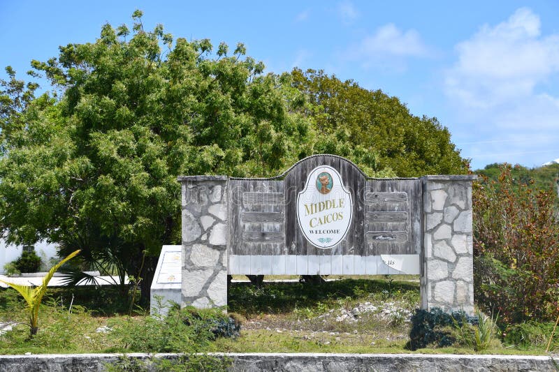 Welcome To Middle Caicos Sign in the Turks and Caicos Islands Editorial ...