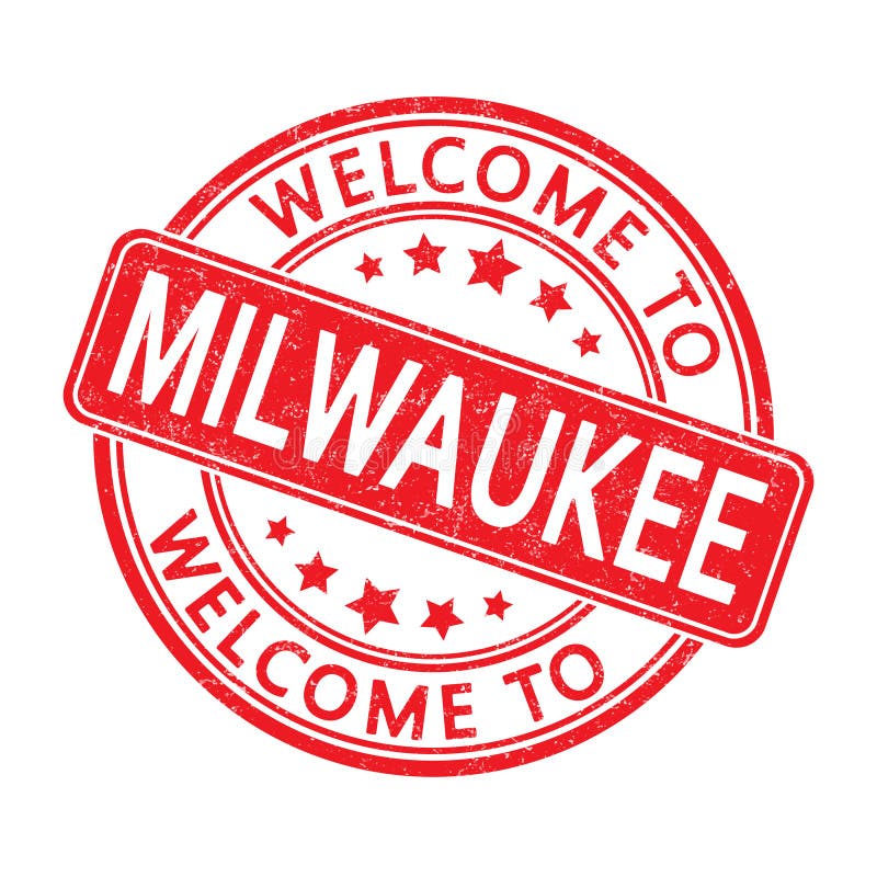 Welcome To MILWAUKEE. Impression of a Round Stamp with a Scuff Stock ...