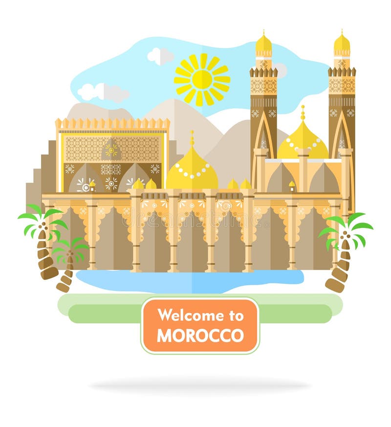 Welcome to morocco stock vector. Illustration of monument - 86241965