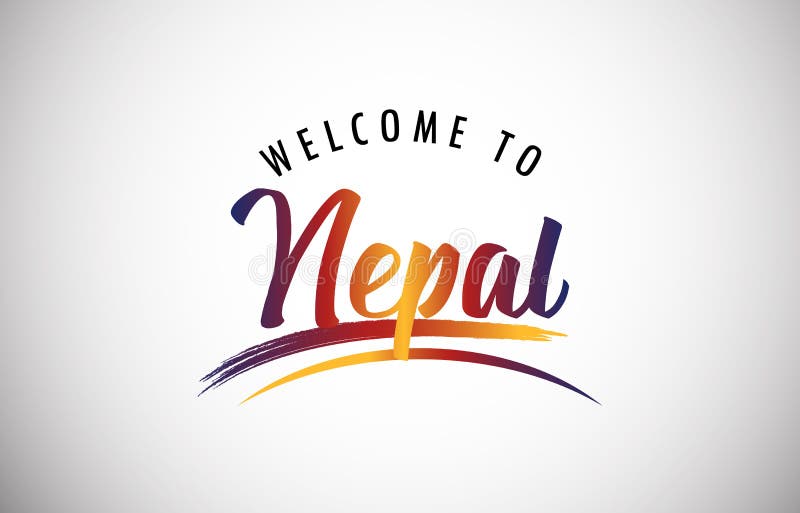 Nepal Welcome To Word Text With Handwritten Font And Red Hearts Square ...