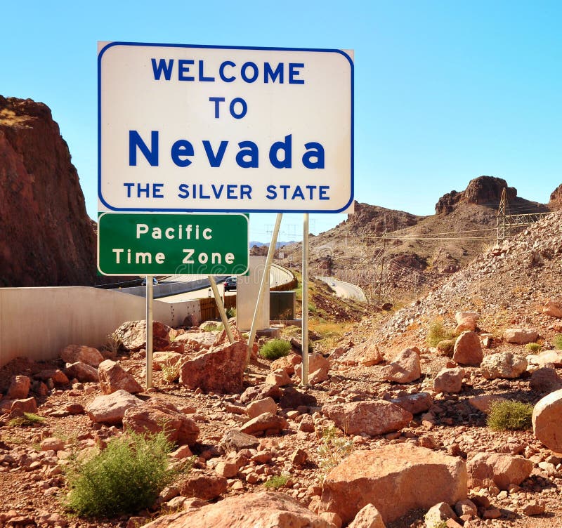 The Welcome To Nevada State Border Sign Stock Image - Image of welcome ...