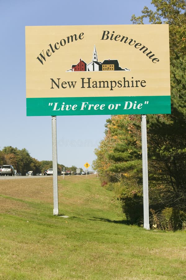 Welcome To New Hampshire State Road Sign Stock Image - Image of welcome ...