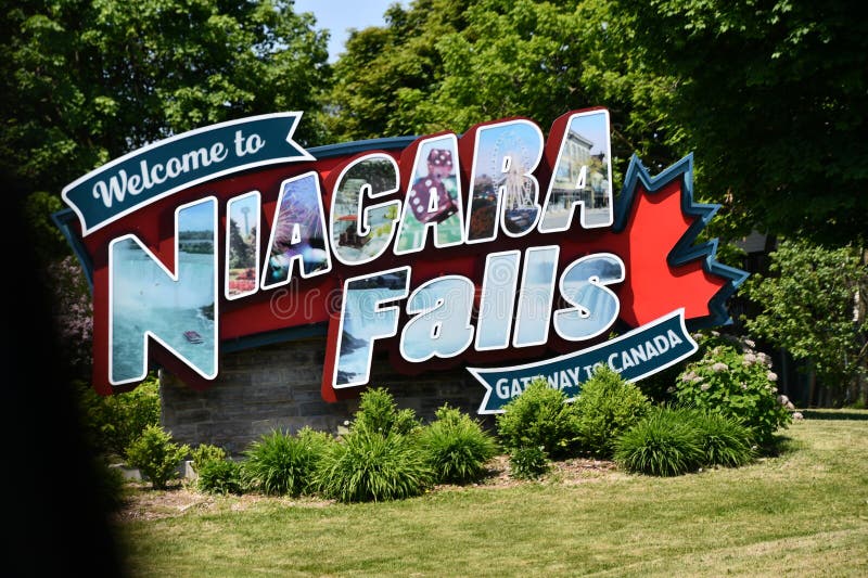 Welcome To Niagara Falls Sign at Niagara Falls in Ontario, Canada ...