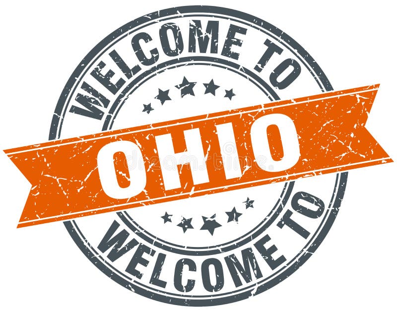 Welcome To Ohio Orange Round Stamp Stock Vector - Illustration of stamp ...