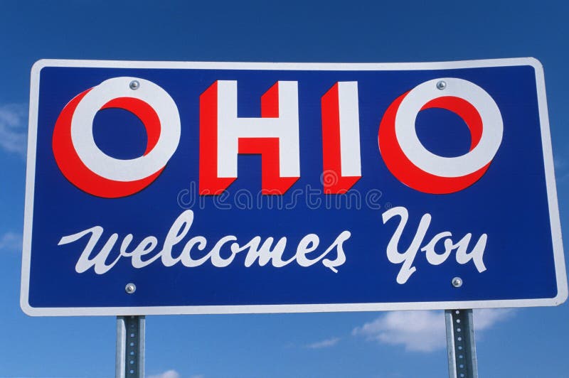 Welcome to Ohio Sign stock image. Image of motorway, east - 23169005
