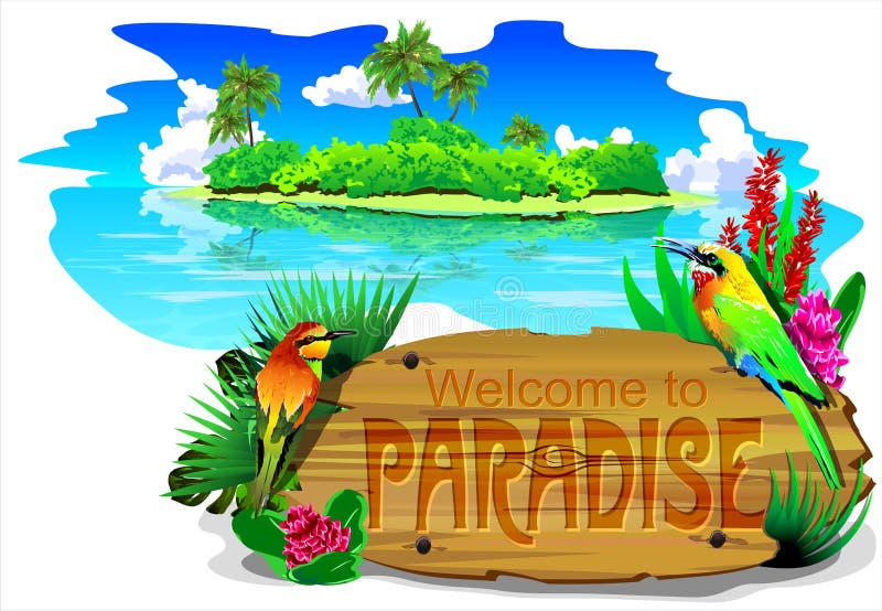 Welcome To Paradise (vector) Stock Vector - Illustration of decoration ...