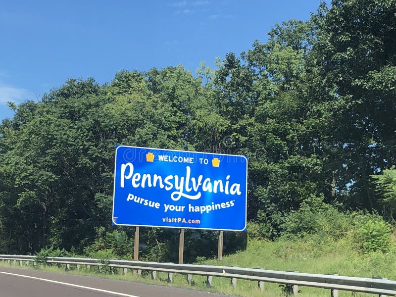 Welcome To Pennsylvania Sign in the US Editorial Photography - Image of ...