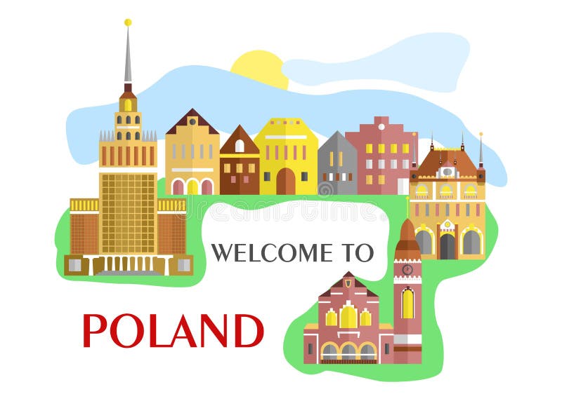 Welcome to poland stock vector. Illustration of temple - 85170124
