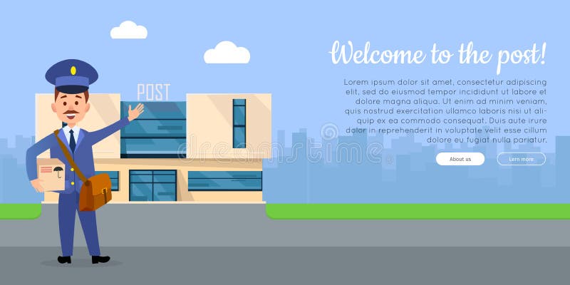 Welcome To the Post Vector Web Banner with Postman Stock Vector ...