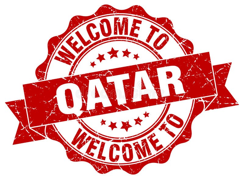 Welcome to Qatar seal stock vector. Illustration of retro - 119080605