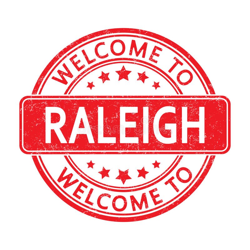 Welcome To RALEIGH. Impression of a Round Stamp with a Scuff Stock ...