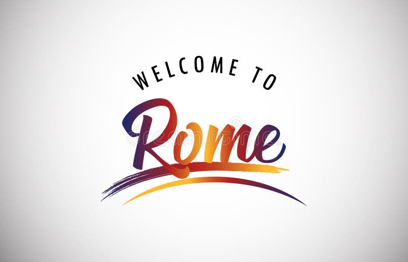 Rome Welcome To Word Text with Handwritten Font and Red Hearts Square ...