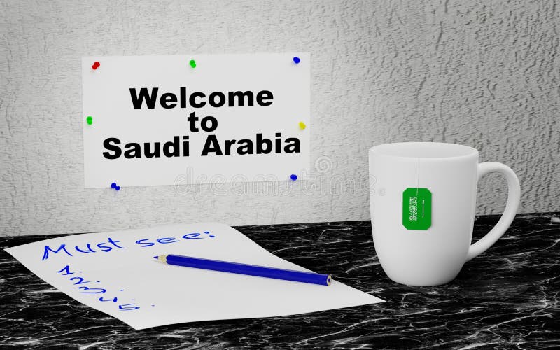 Welcome to Saudi Arabia stock illustration. Illustration of nation ...