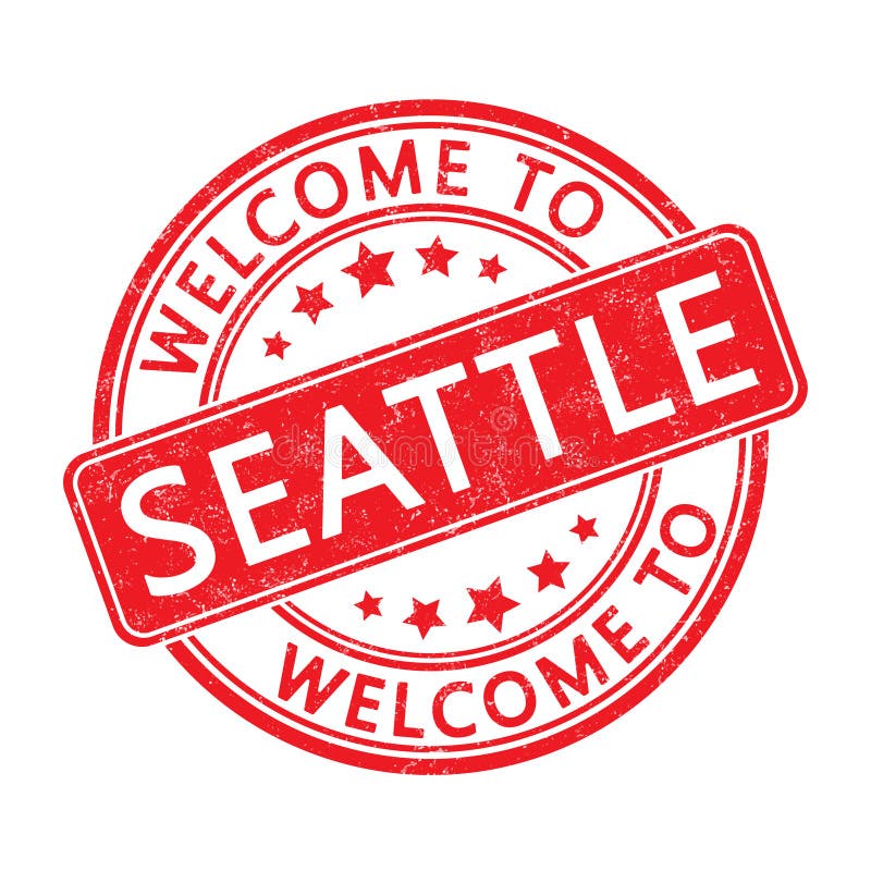 Welcome To Seattle. Impression of a Round Stamp with a Scuff Stock ...