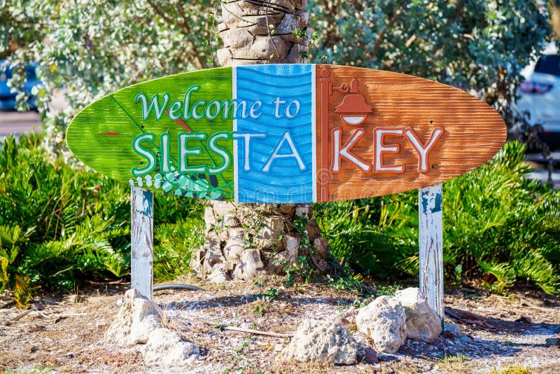 Welcome To Siesta Key Sign by Beach Editorial Stock Photo - Image of ...