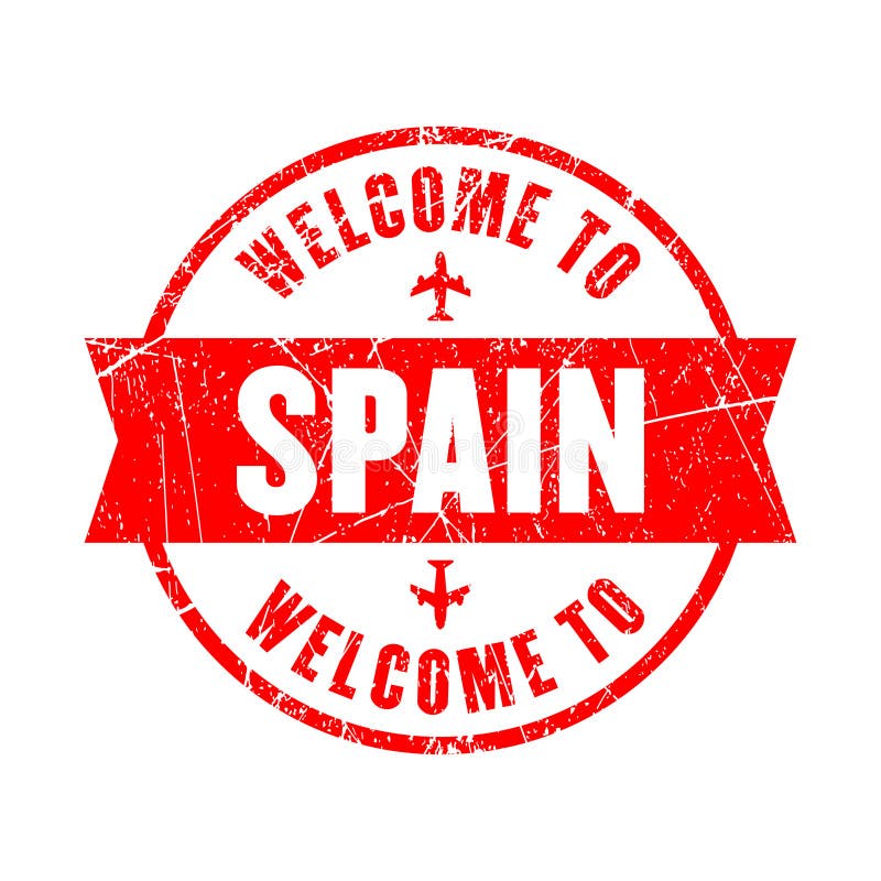 Welcome To Spain Red Stamp Logo Icon Stock Vector - Illustration of ...