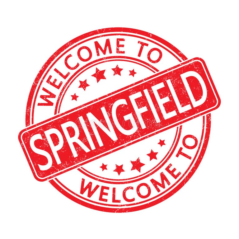 Welcome To Springfield. Impression of a Round Stamp with a Scuff Stock ...