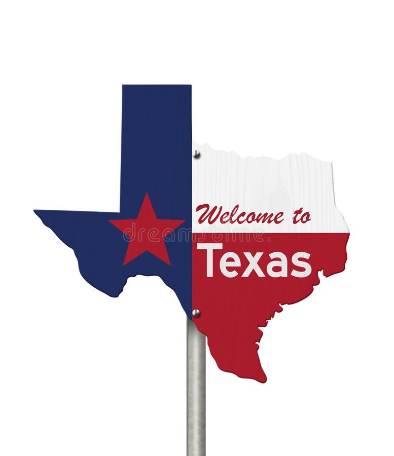 Welcome To the State of Texas Road Sign in the Shape of the State Map ...