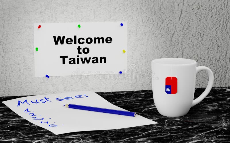 Welcome To Taiwan Postcard. Travel And Safari Concept Of Asia World Map ...