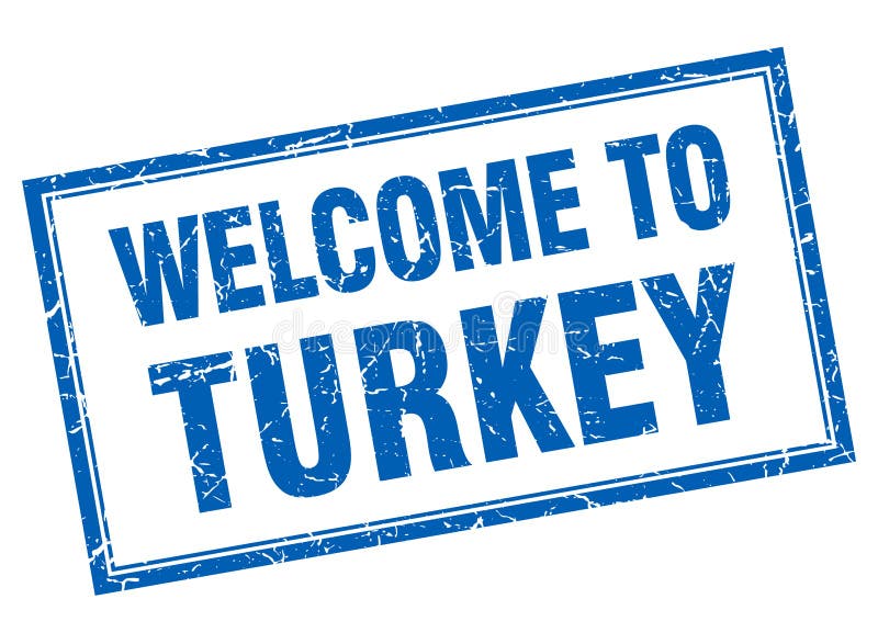 Welcome to Turkey stamp stock vector. Illustration of blue - 124947148