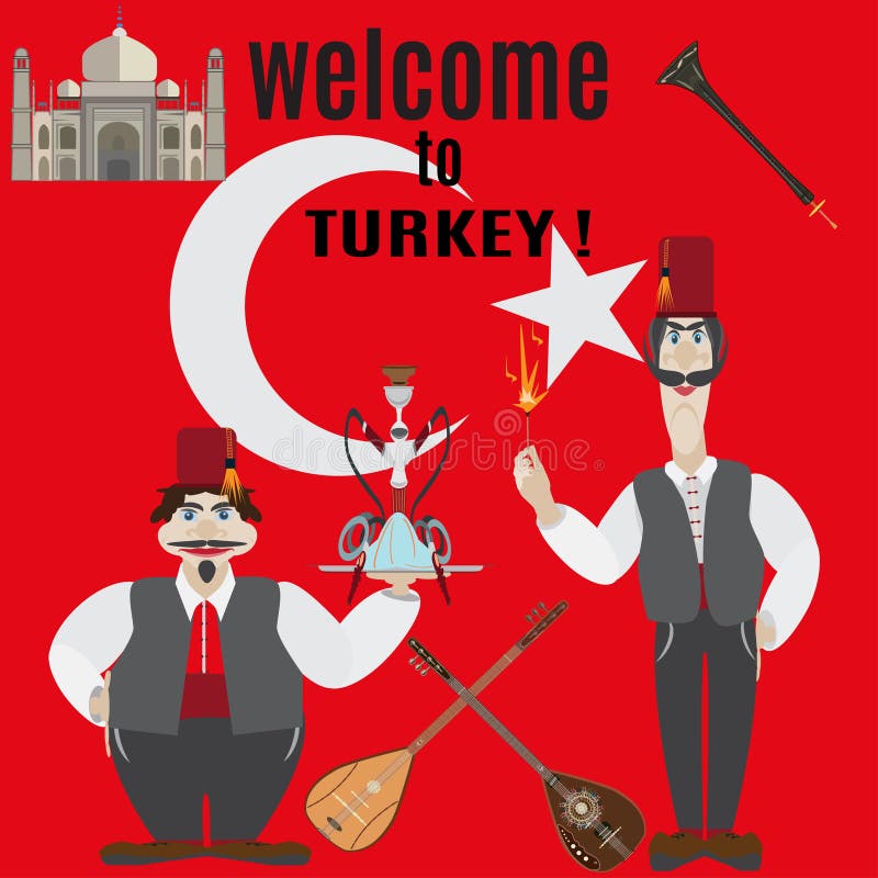 Welcome To Turkey Vector Illustration in Flat Style Stock Vector ...