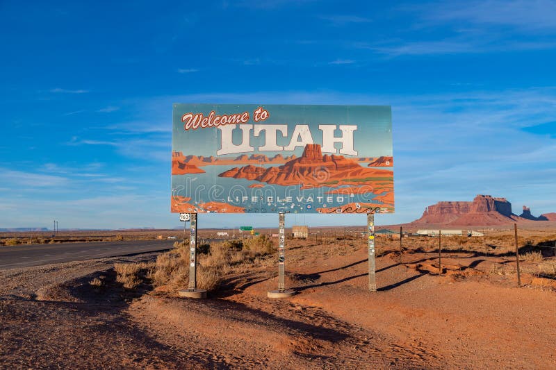 Welcome to Utah State Sign editorial image. Image of rock - 272107195