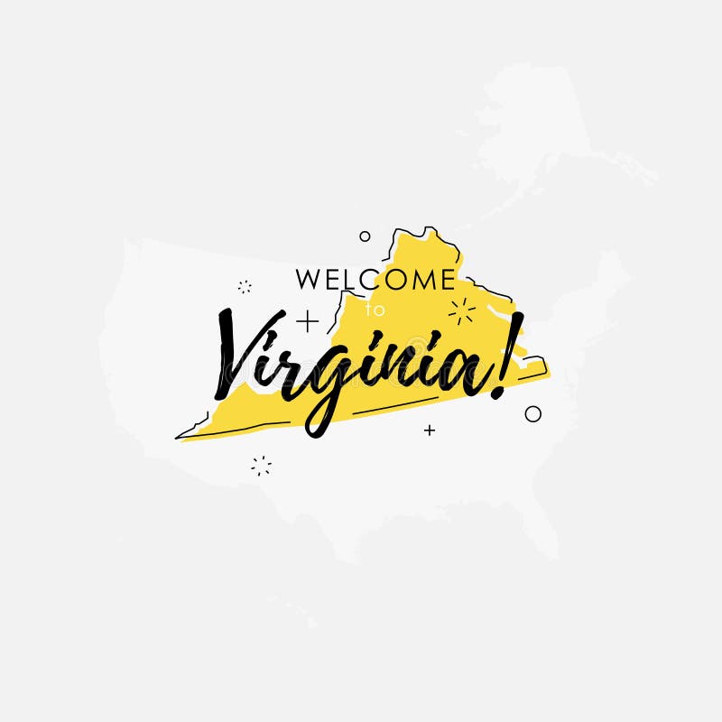 Welcome To Virginia State Map Stock Illustration - Illustration of ...