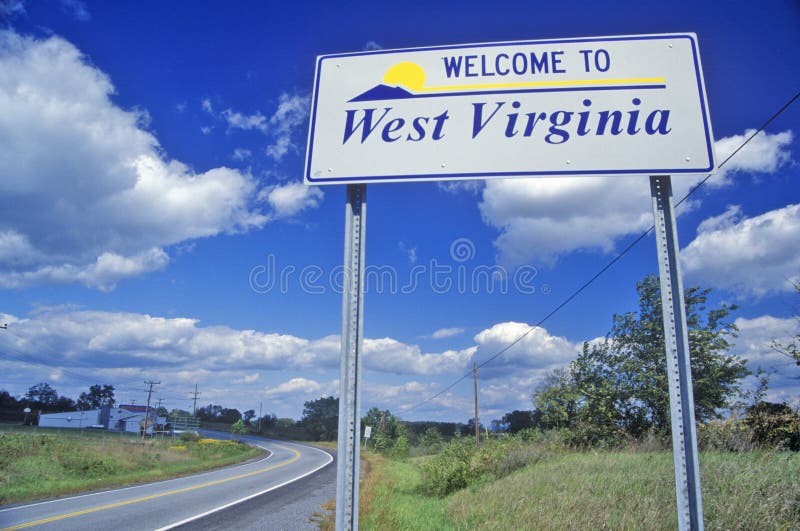 Welcome To West Virginia Sign Stock Image - Image of motorway, human ...