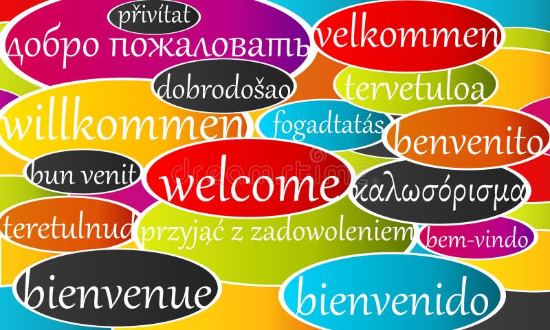 Welcome in Lots of 60 Different Languages Stock Illustration ...