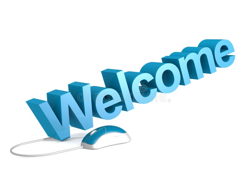 Welcome Word with Blue Mouse Stock Illustration - Illustration of ...