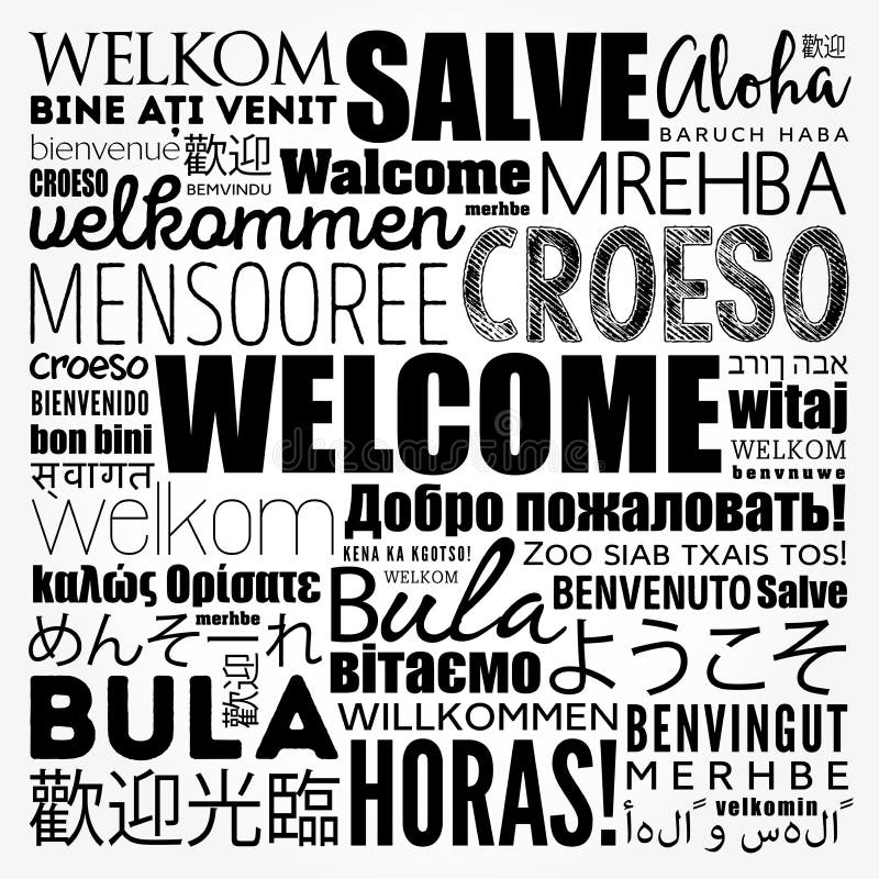 WELCOME Word Cloud in Different Languages Stock Illustration - Illustration of nation, cloud ...