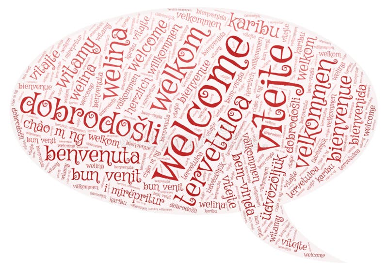 Welcome Word Cloud in Different Languages Red Callout Stock ...