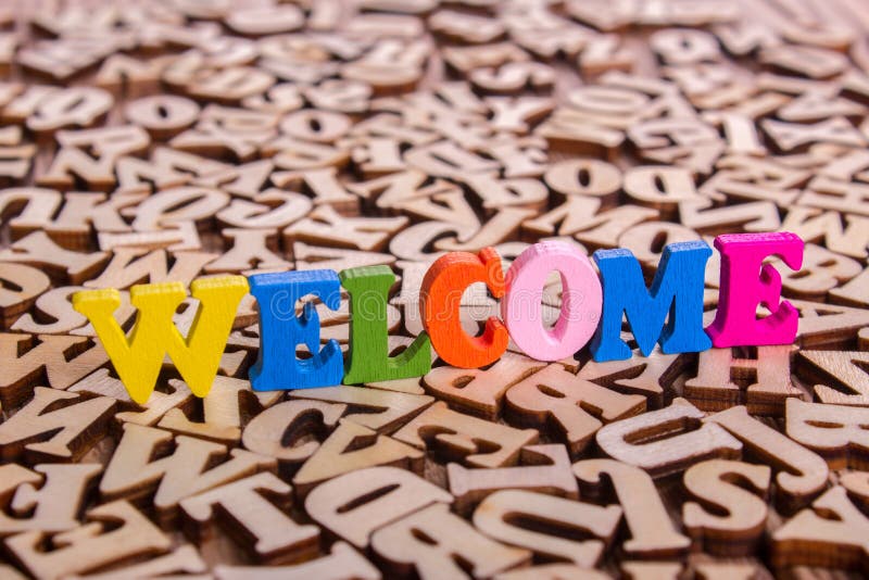 Welcome Word Made of Wooden Letters Stock Image - Image of celebration ...