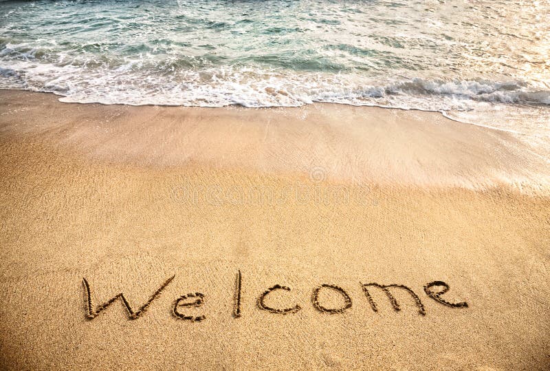Welcome stock photo. Image of emotion, resort, surf, texture - 4563944