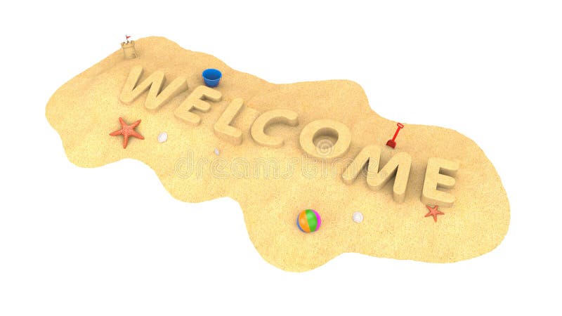 Welcome - word from sand stock illustration. Illustration of sculpture ...
