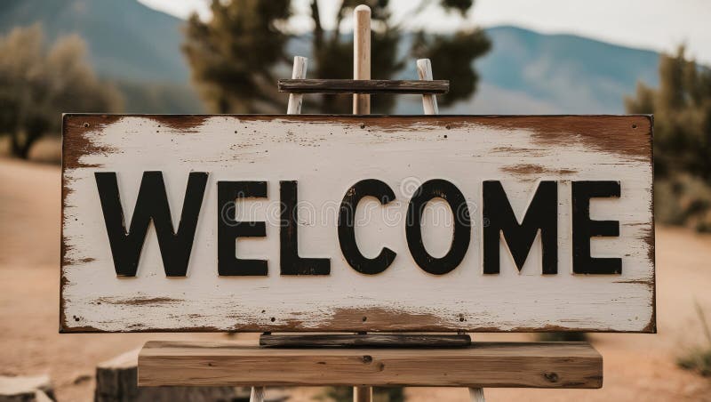 Welcome word in wood type stock illustration. Illustration of teal ...