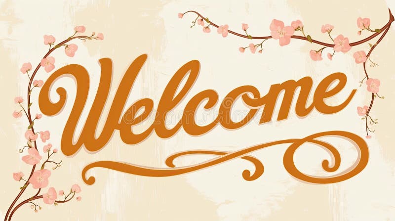 Welcome Words Lettering with Background Stock Illustration ...