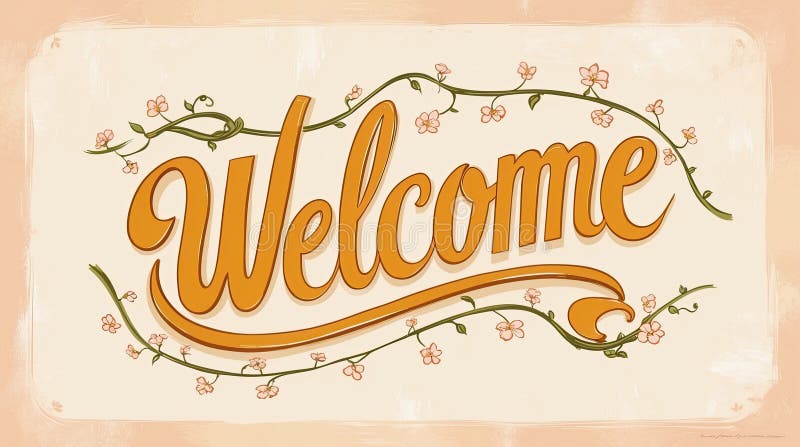 Welcome Words Lettering with Background Stock Illustration ...