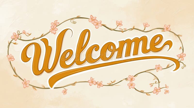 Welcome Words Lettering with Background Stock Illustration ...