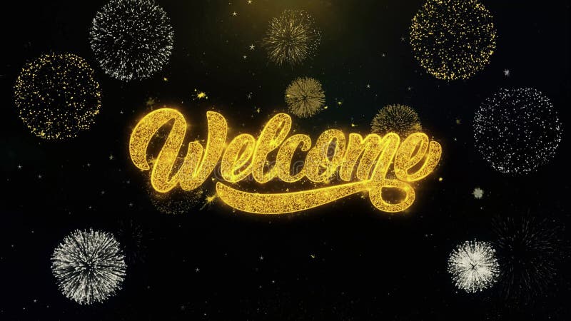 Welcome Written Gold Particles Exploding Fireworks Display Stock Video ...