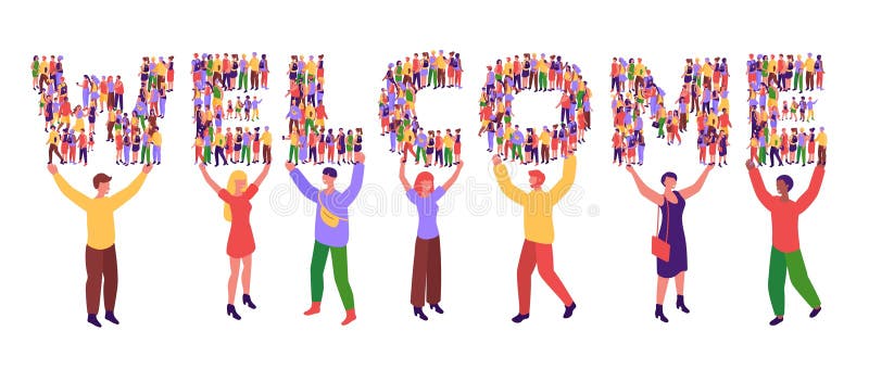 Welcoming Banner. Community Welcomer Typography, Welcome Word Formed by ...