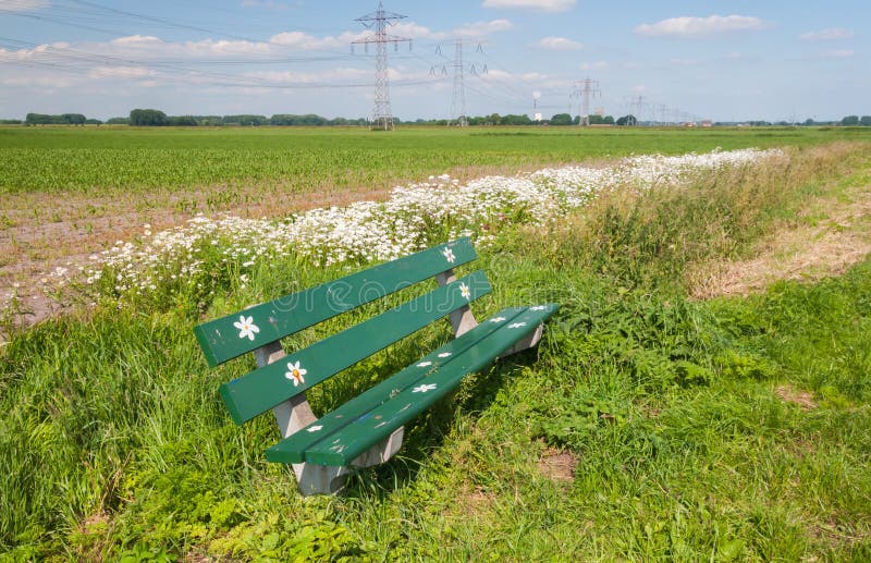 Welcoming Bench in an Agricultural Landscape Stock Image - Image of ...