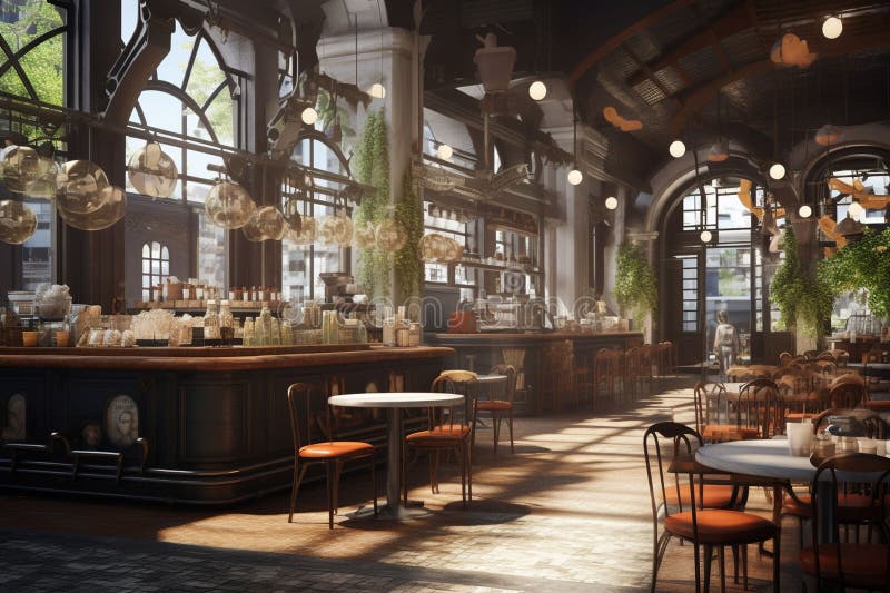 Welcoming Community Coffee Shop Serving As a Hub Stock Illustration ...