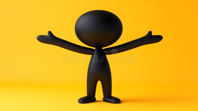 Welcoming 3D Character Illustration on Yellow Stock Illustration ...