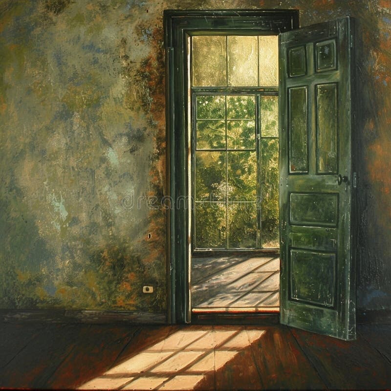 A Welcoming Home with an Open Door and Window Inviting Fresh Air and ...