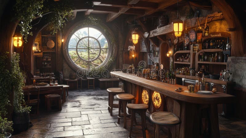 A Welcoming Medieval Tavern Illuminated by Gentle Lantern Light. Stock ...