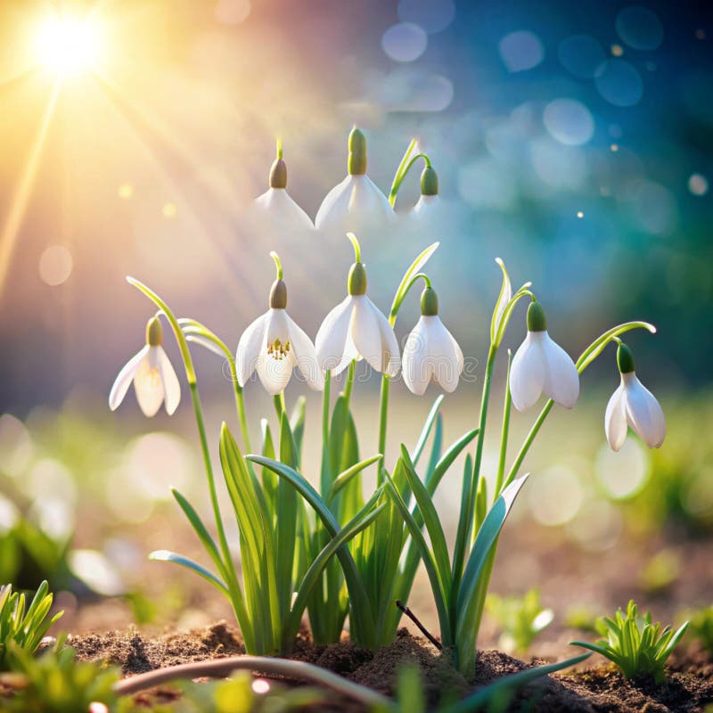 Hello Spring Background, First Spring Flowers Snowdrops with Place for ...